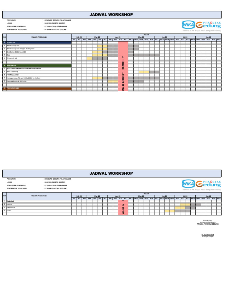 Jadwal Workshop Material | PDF