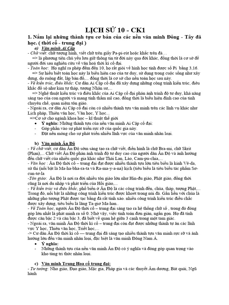 LỊCH SỬ 10 CK1 quilam | PDF