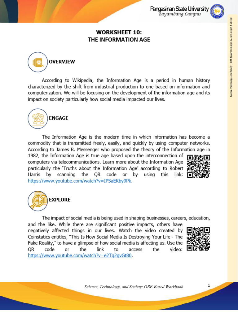 STS Worksheet 10 | PDF | Information | Social Media