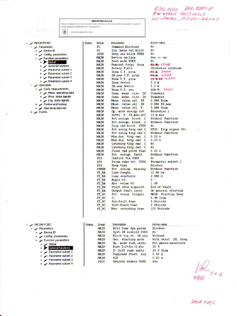 MICOM Parameters Settings EDG-PS-001 | PDF
