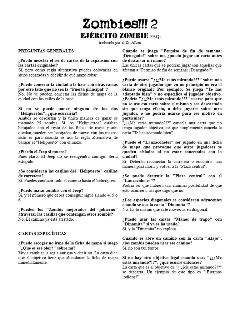 Zombies!!! 2FAqs | PDF | Zombis