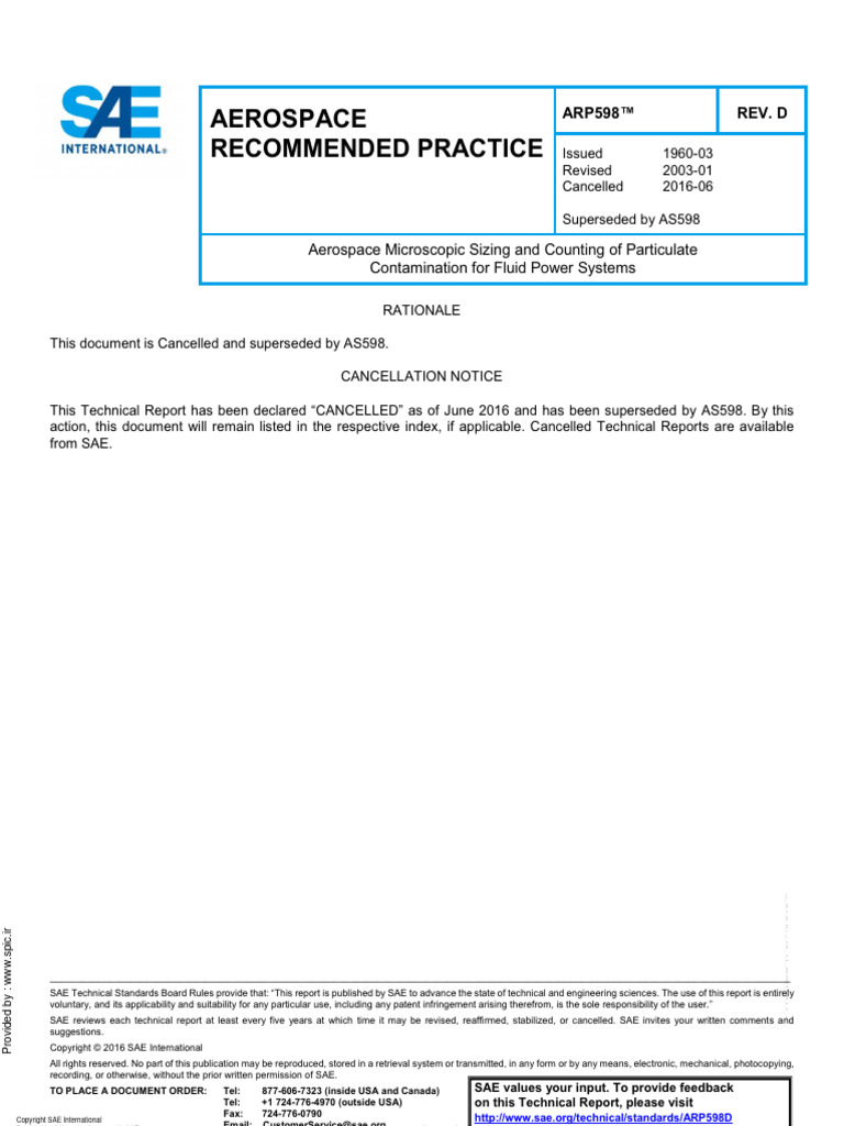 ARP 598, D, 2016, Microscopic Sizing | PDF | Filtration | Area