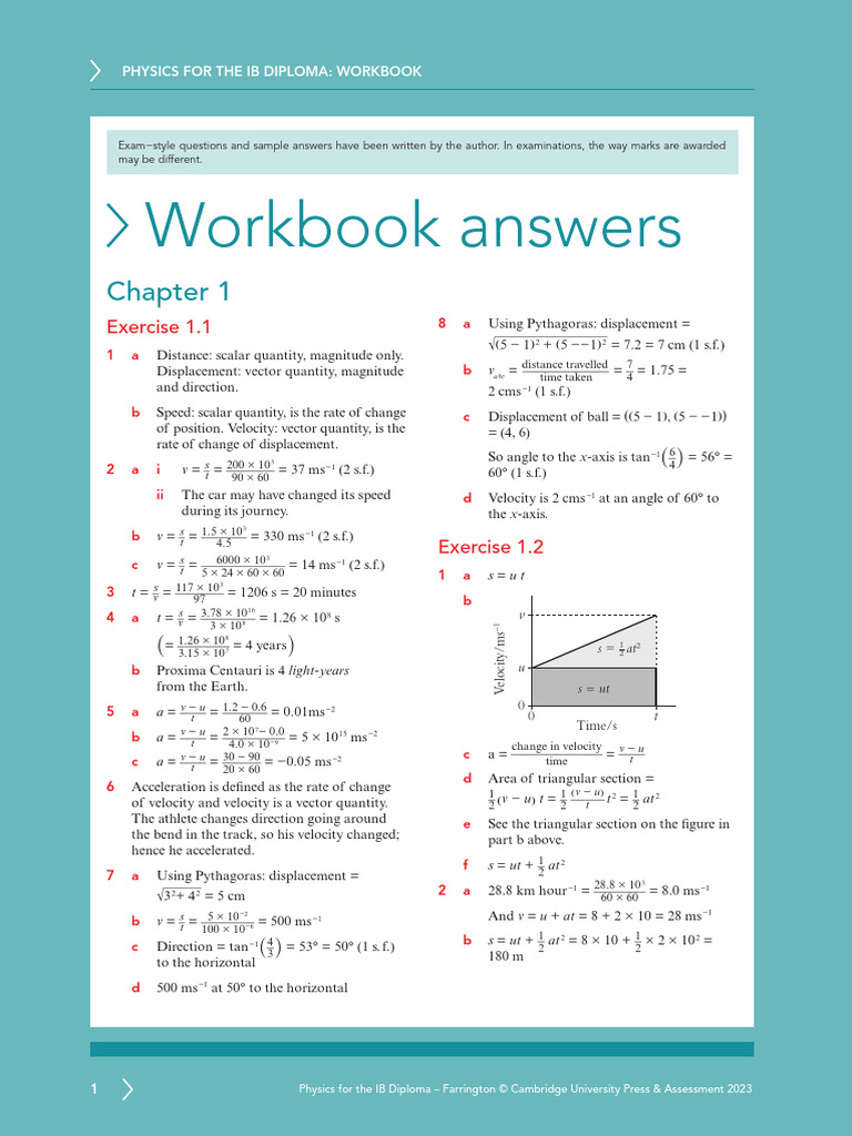 IB Physics 7e Answers | PDF | Velocity | Force