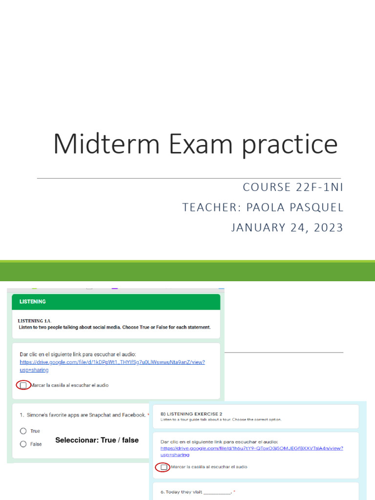 Evolve 1 Midterm Exam Practice Ss | PDF