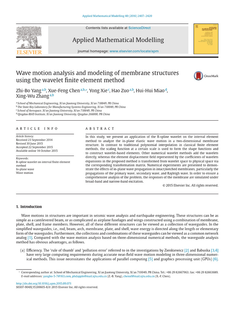 1 s2.0 S0307904X15006058 Main | PDF | Finite Element Method | Wavelet