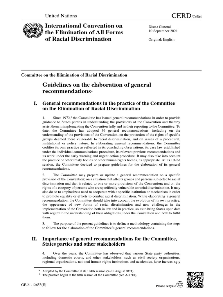 International Convention On The Elimination of All Forms of Racial ...