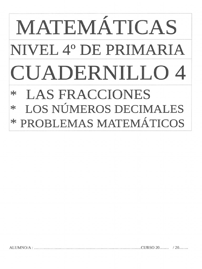 Mat 4 Primaria Cuadernillo 4 | PDF