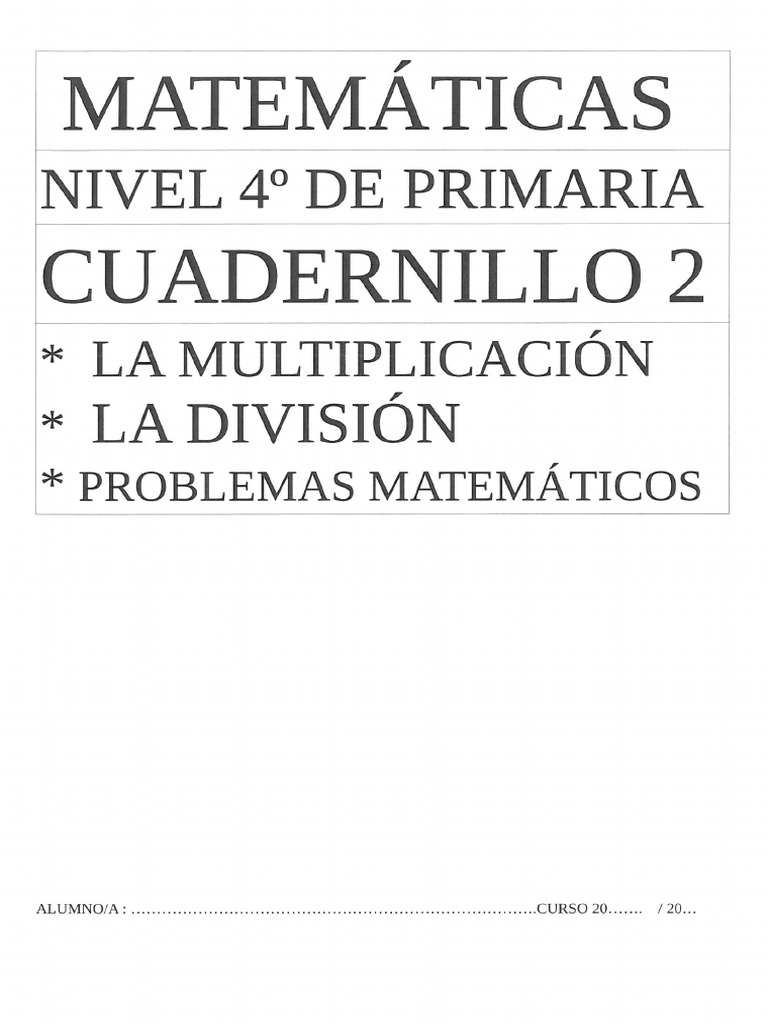 Mat 4 Primaria Cuadernillo 2 | PDF