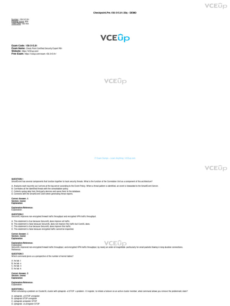 Checkpoint Pre - 156-315 81 50q-DEMO | PDF | Ip Address | Virtual ...