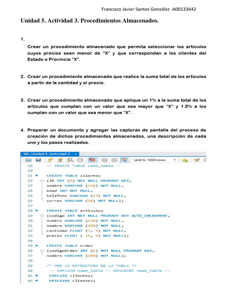 Santos-Francisco-Procedimientos Almacenados | PDF