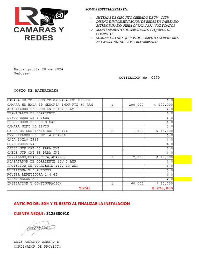 Cotización de Equipos de CCTV | PDF | Ingenieria Eléctrica | Bienes manufacturados