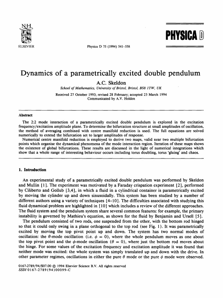 Dynamics of A Parametrically Excited Dou | PDF | Oscillation | Attractor