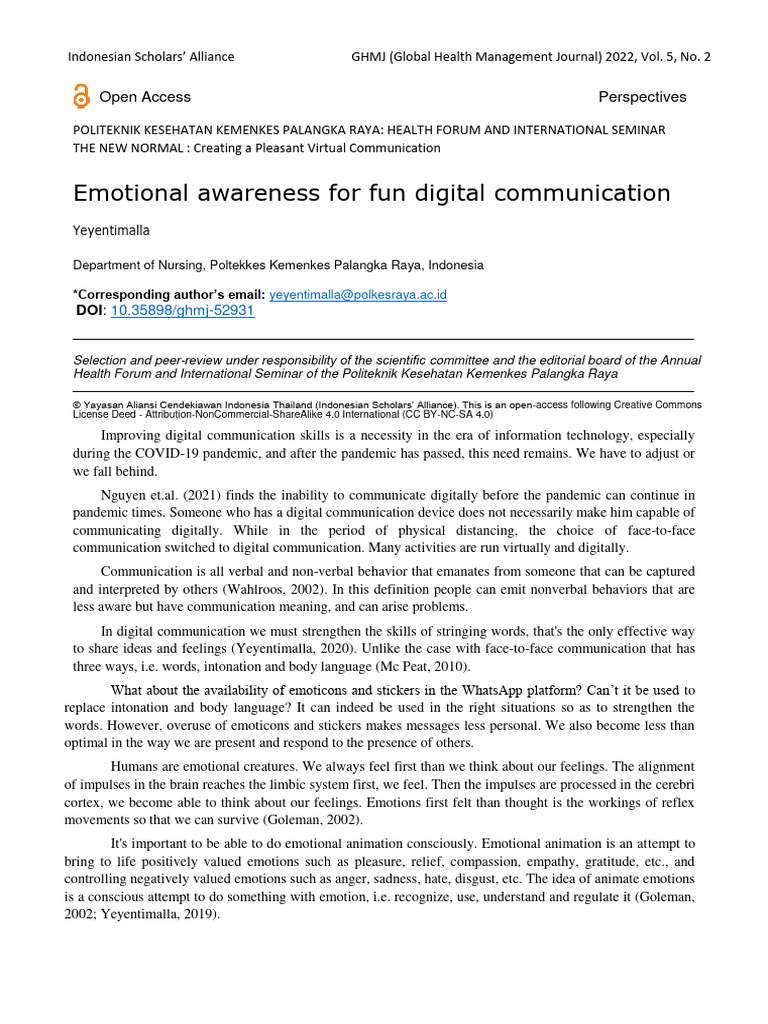931-Article Text-3075-1-10-20221107 | PDF | Communication | Emotions