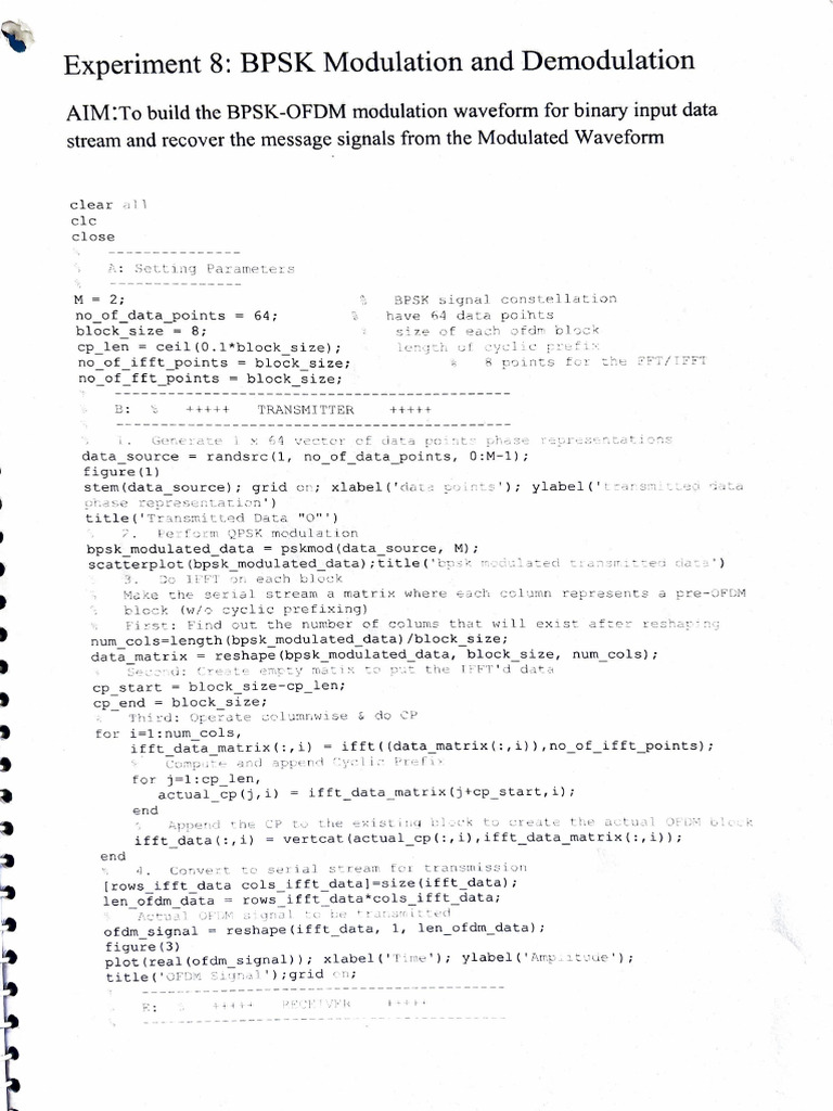 exp 8 bpsk | PDF | Modulation | Broadcast Engineering