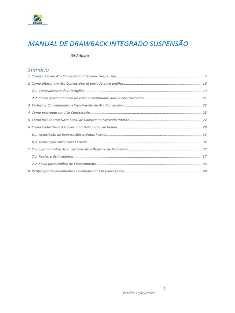Manual Drawback Integrado Suspensão | PDF | Mercado (economia) | Business