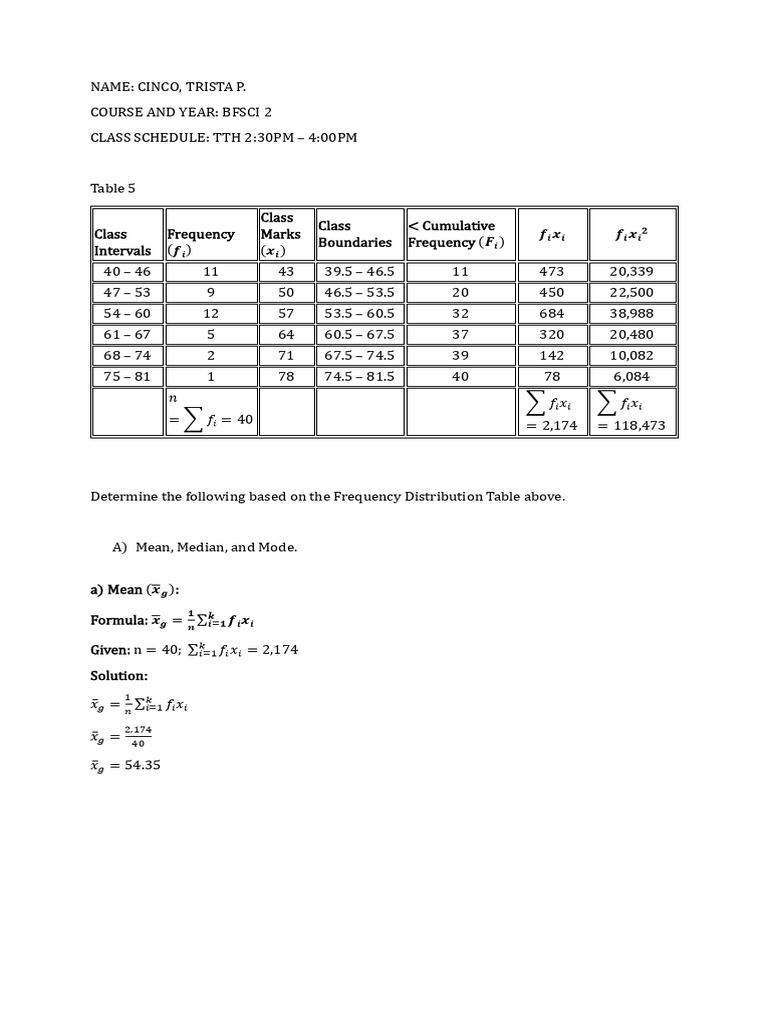 Measures of Central Tendency (Assignment) | PDF