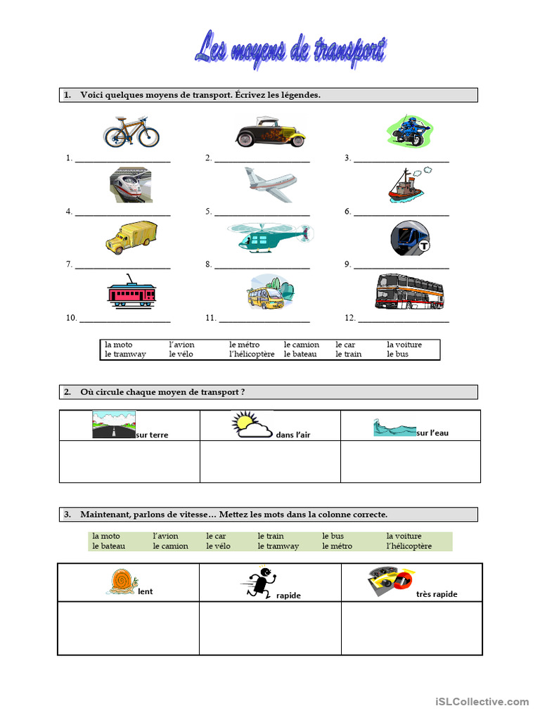 Activités sur les moyens de transport | PDF | Tramway | Train