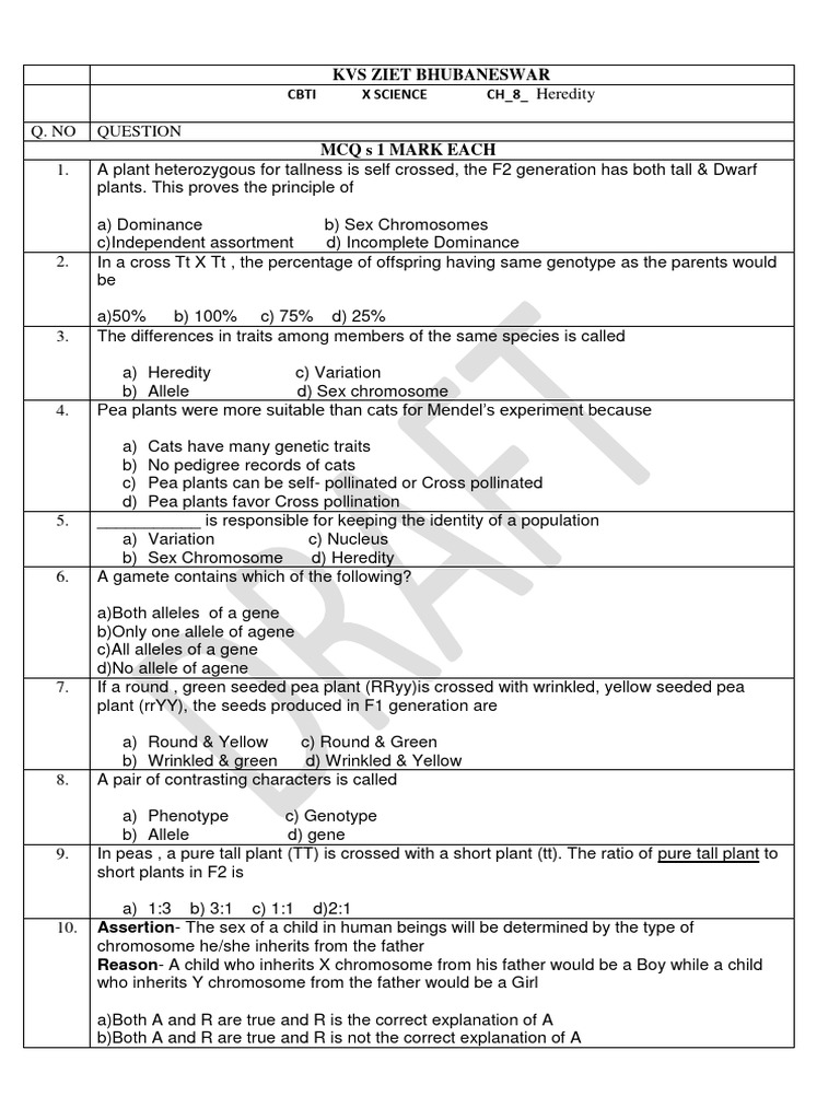 X Ch 8 Heredity Pdf Dominance Genetics Genotype