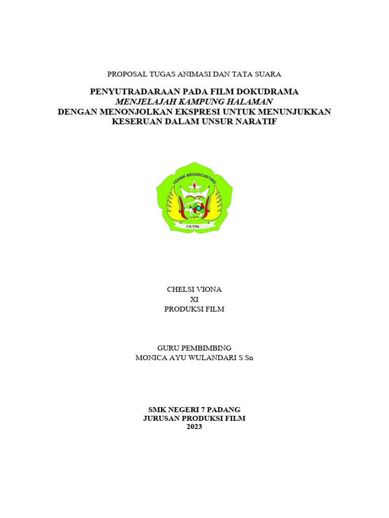 Proposal Tugas Animasi Dan Tata Suara | PDF