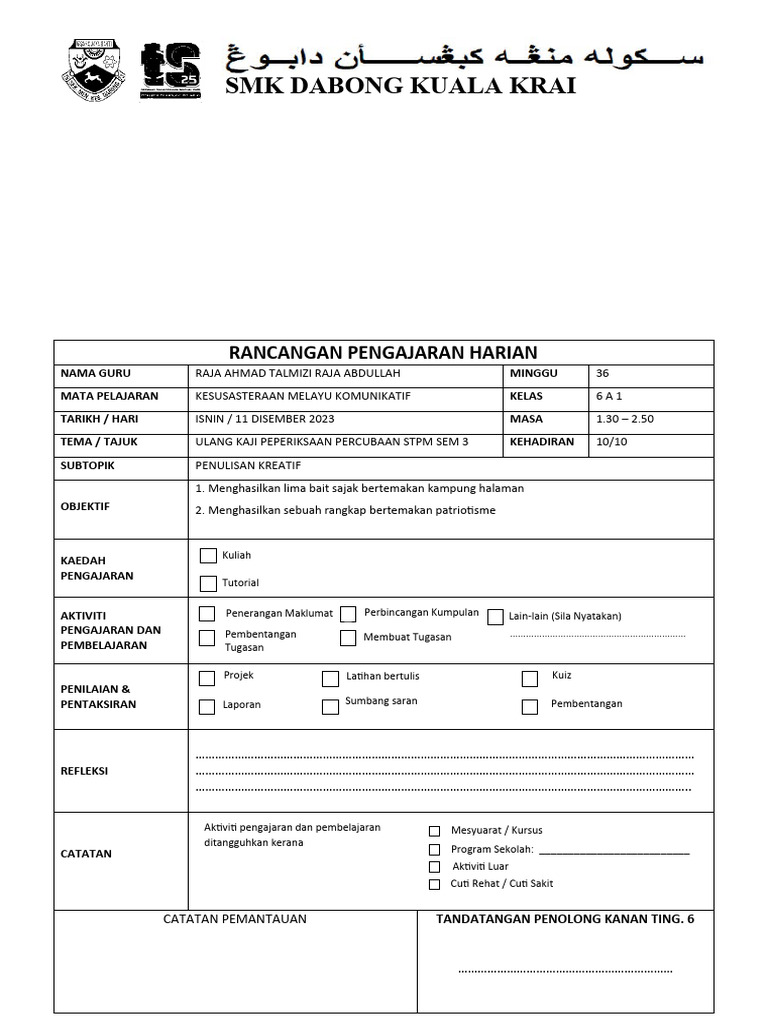 RPH 6a Minggu 36 | PDF