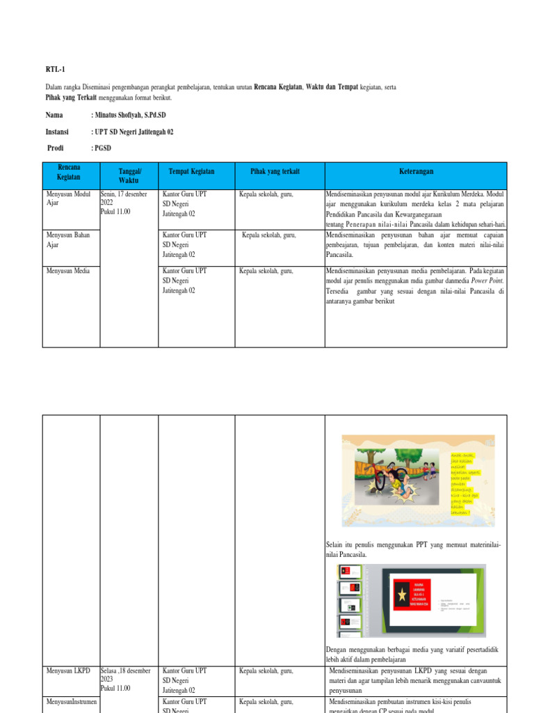Contoh RTL Pembelajaran Kurikulum Merdeka | PDF