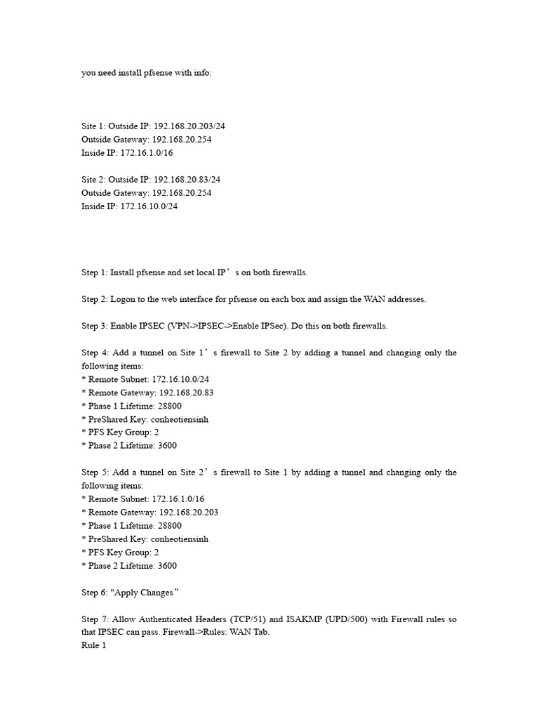 Pfsense IPSec | PDF