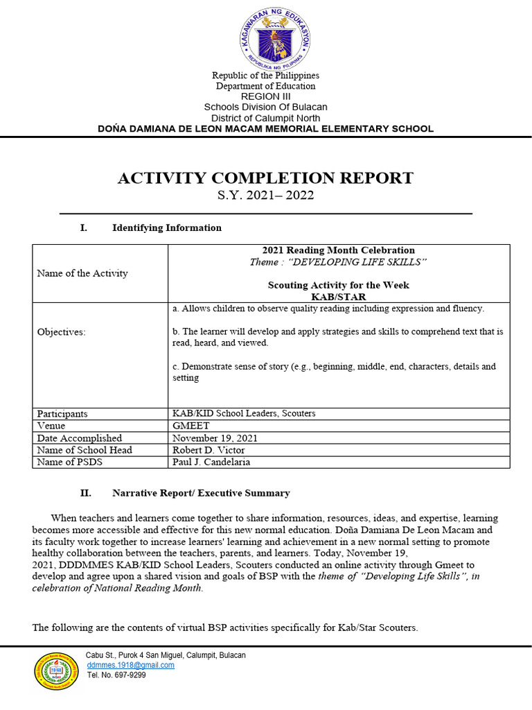 Acr Kab Star Reading Month Celeb Activity Sy 2021 2022 | PDF | Learning ...