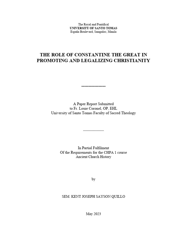 Term Paper On Ancient Church History | PDF | Constantine The Great ...