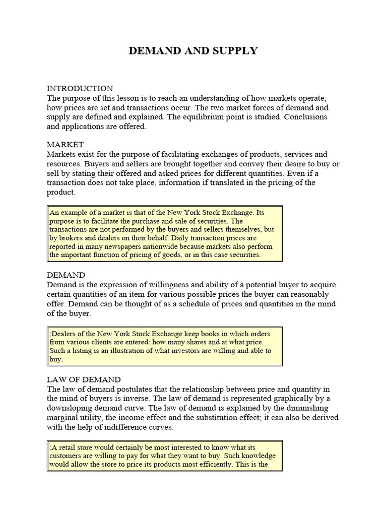 Understanding Demand and Supply Dynamics | PDF | Supply (Economics ...