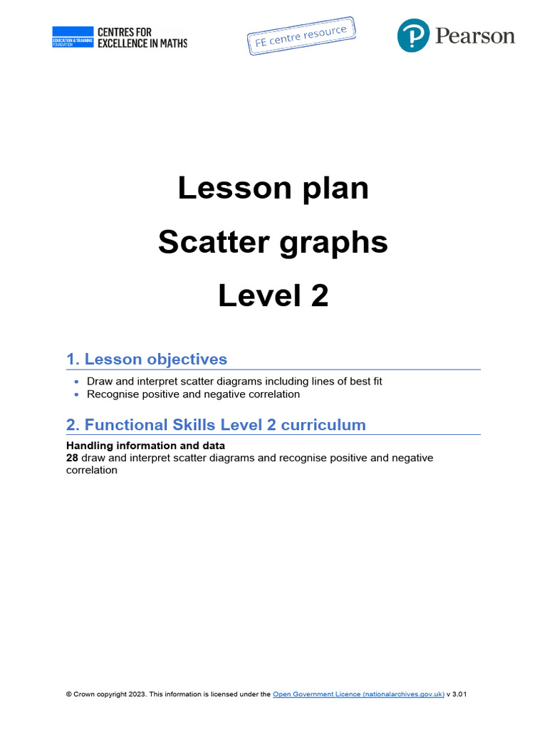 FS2 L3 Scatter-Graphs Lesson-Plan Final | PDF | Lesson Plan | Learning