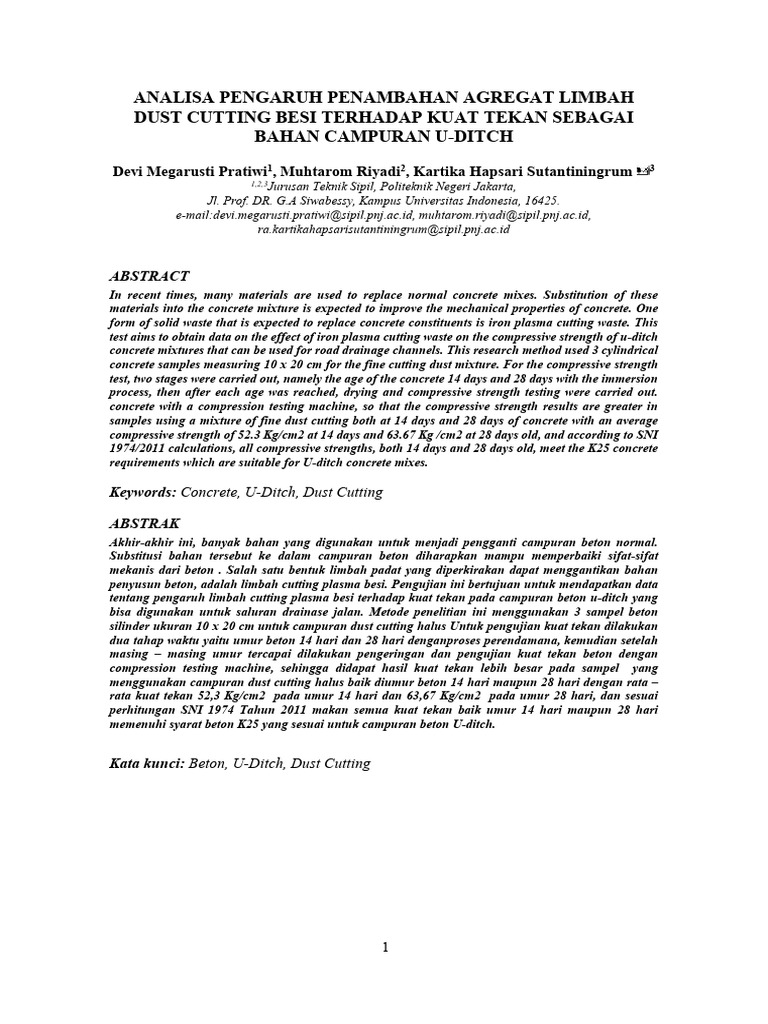 1167-Devi Megarusti Pratiwi-Muhtarom Riyadi, Kartika Hapsari S - SNTSPNJrev | PDF | Concrete ...