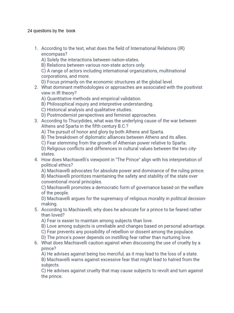 24 Questions by The Book | PDF | Liberalism | Classical Liberalism