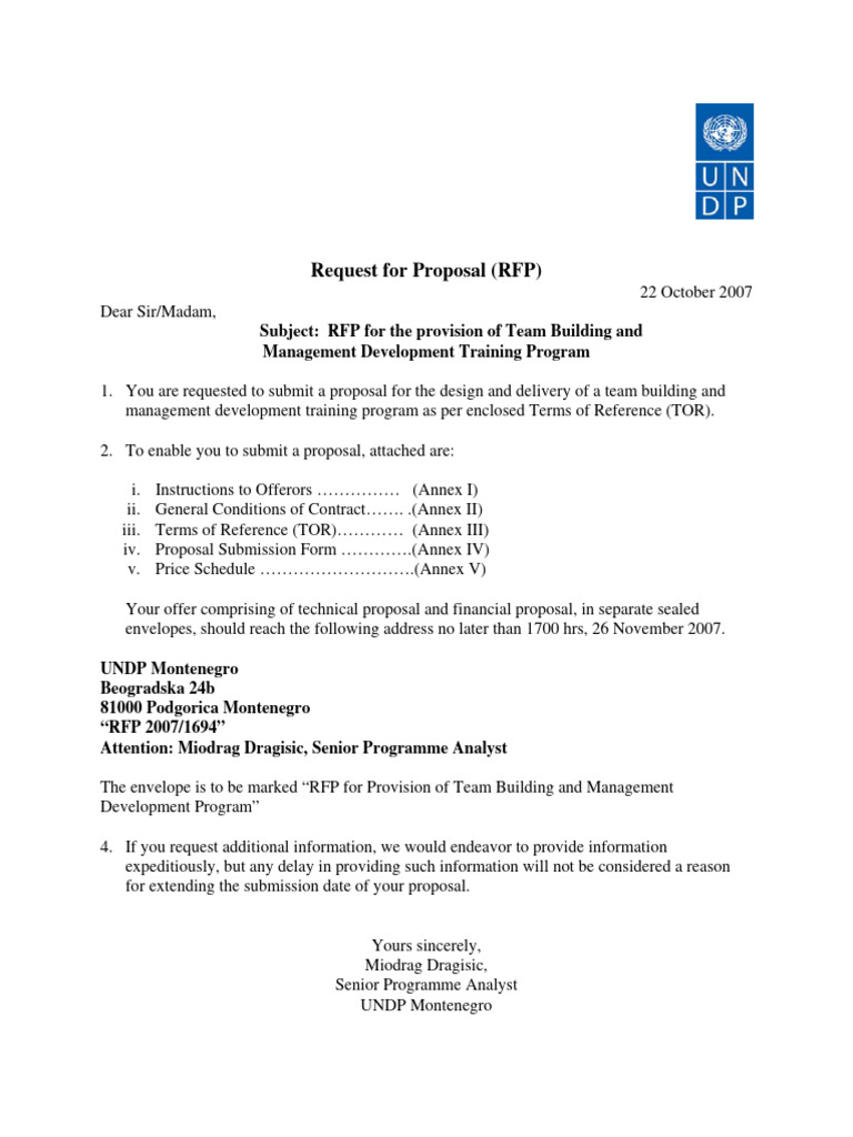 RFP for Team Building Training Program | PDF | Indemnity | Liability ...