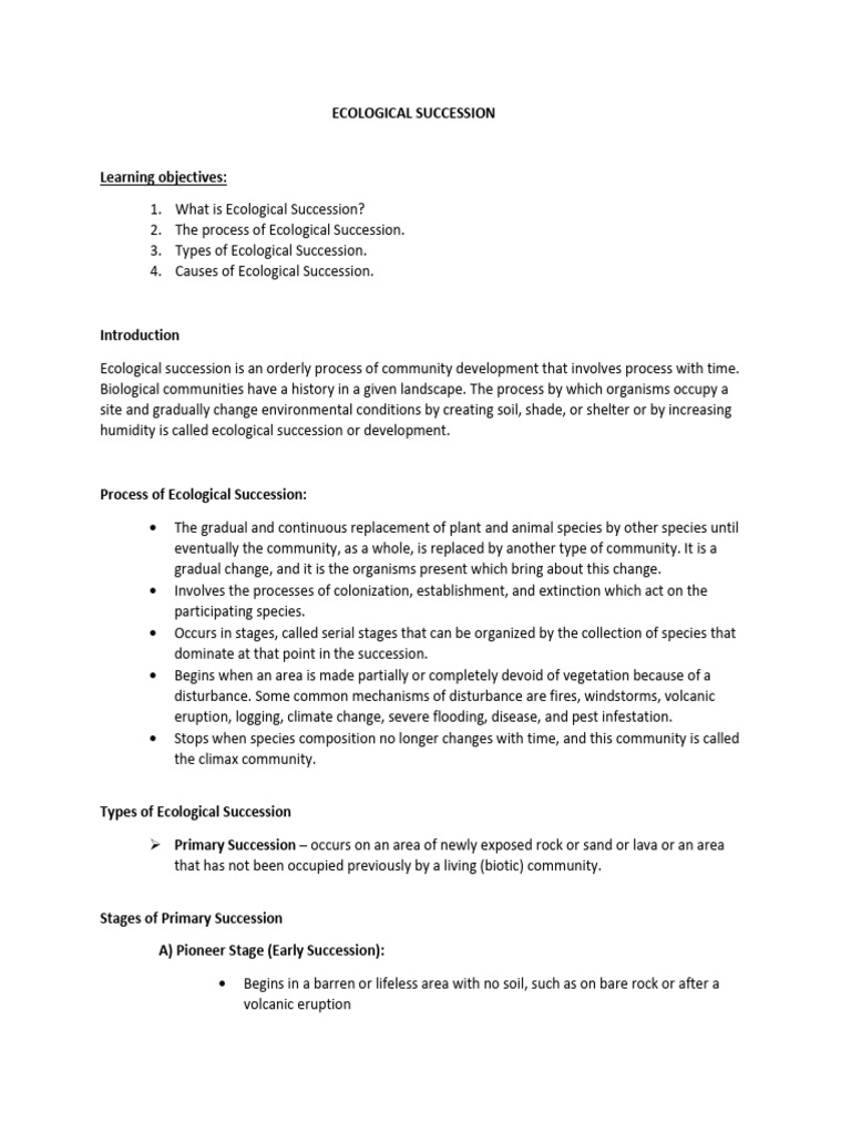 Ecological Succession | PDF | Ecological Niche | Disturbance (Ecology)