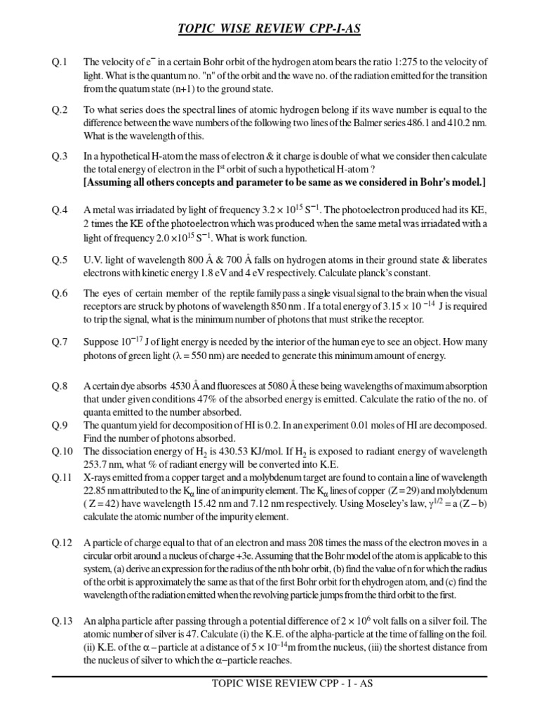 Quantum Physics Problem Set | PDF | Atomic Orbital | Electron