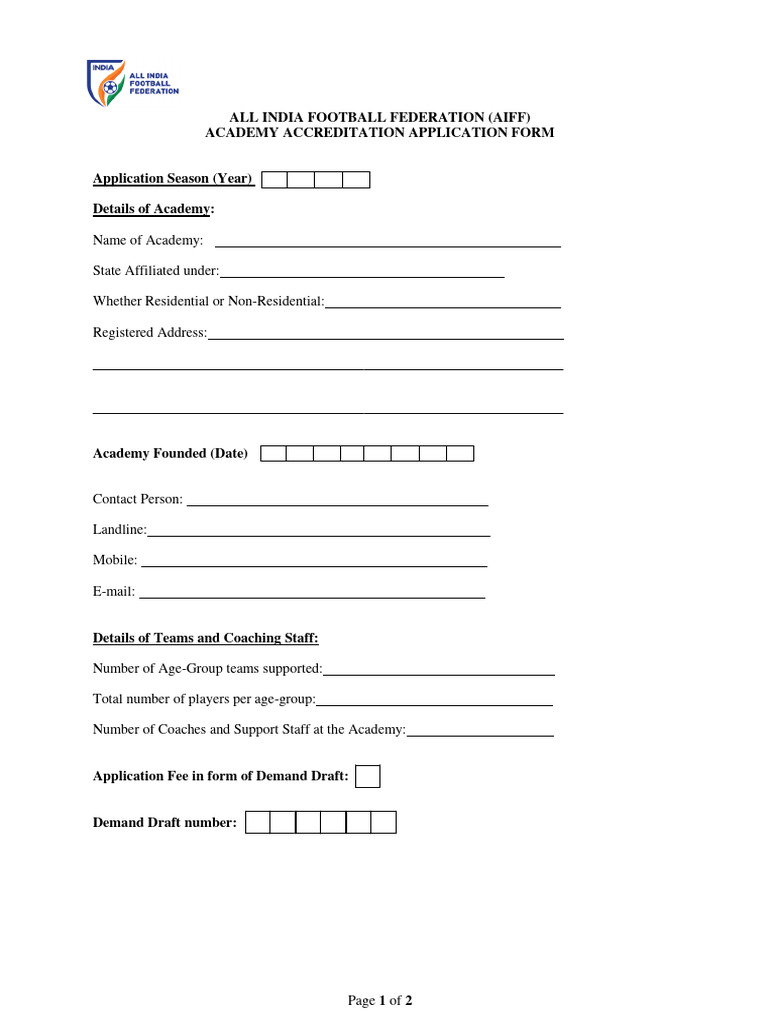 NEW Academy Accreditation Application Form | PDF