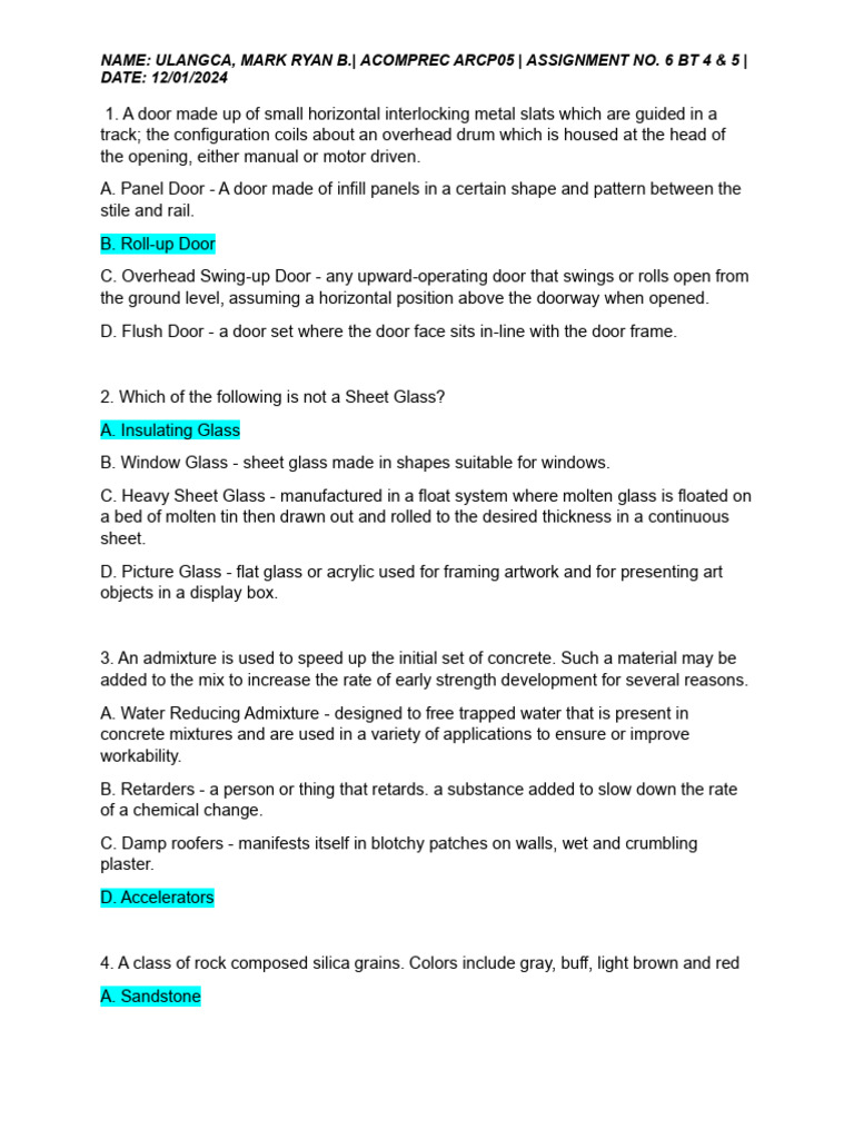 Ulangca - BT 4&5. - Assignment 6 - Acomprec | PDF | Metals | Sheet Metal