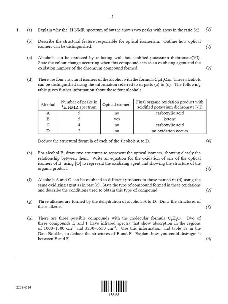 NMR Question | PDF | Isomer | Alkene
