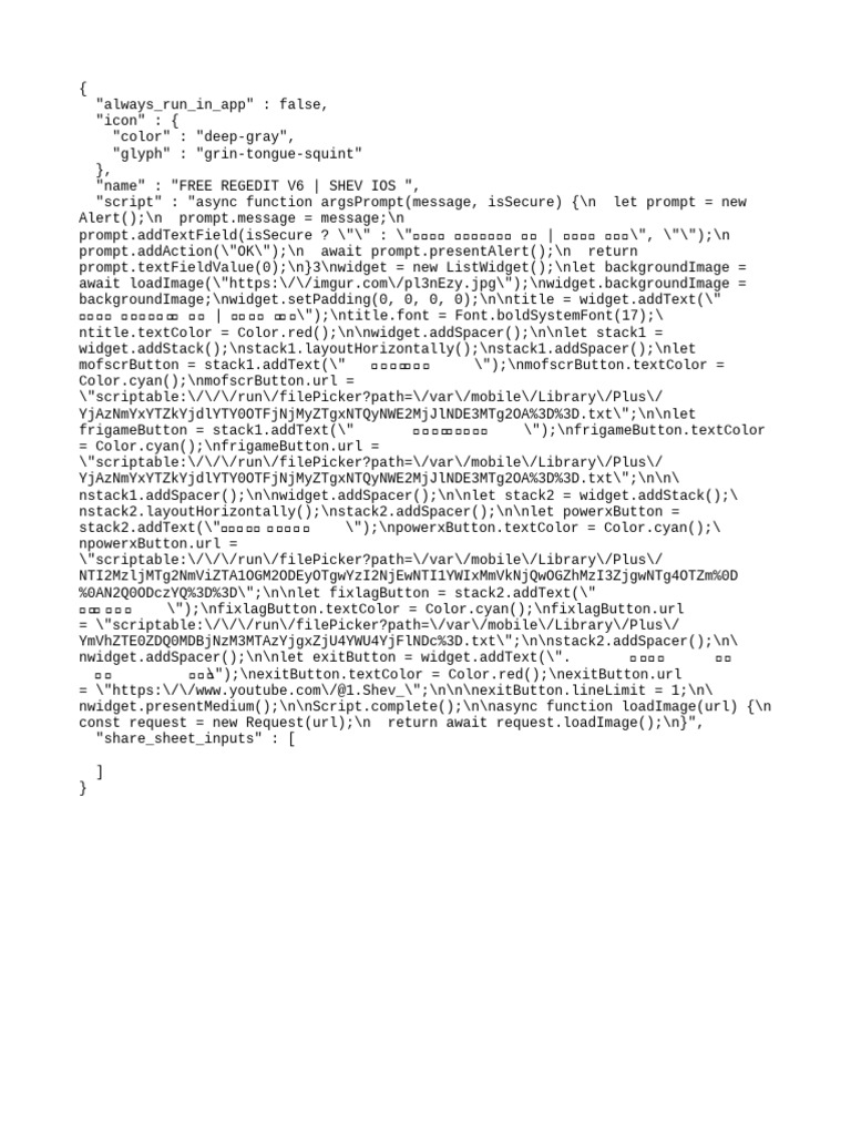 FREE REGEDIT V6 - SHEV IOS .Scriptable | PDF | Software | Computing