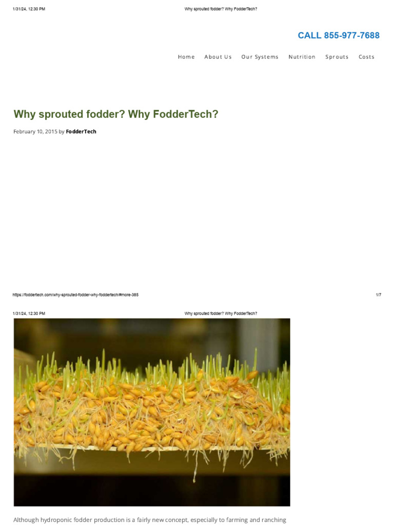 Why Sprouted Fodder - Why FodderTech | PDF | Fodder | Agriculture