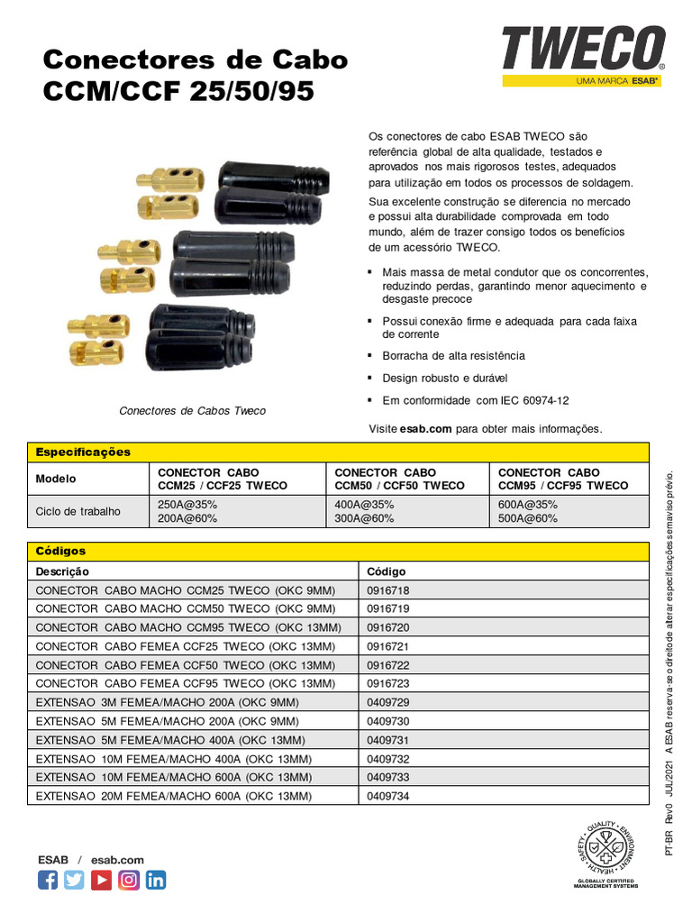 Conectores Cabos TWECO | PDF