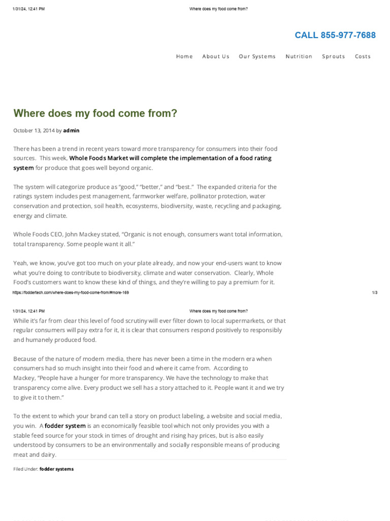 Where does my food come from_ | PDF | Fodder | Conservation Biology