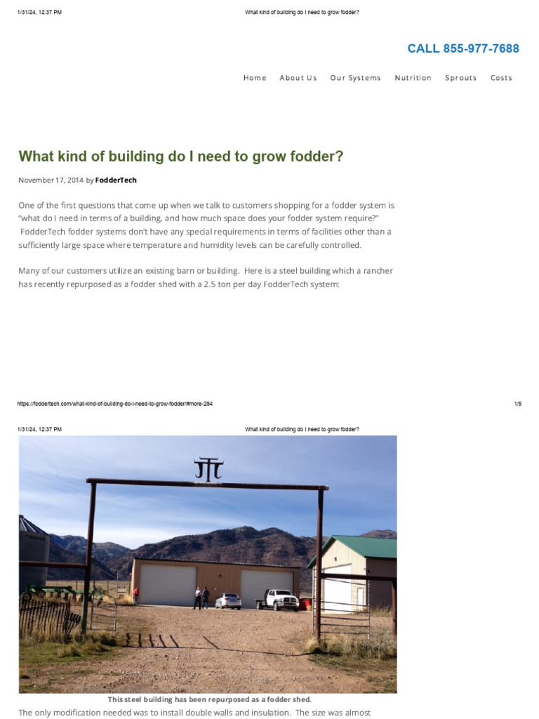 What Kind of Building Do I Need To Grow Fodder | PDF | Fodder | Sustainable Technologies