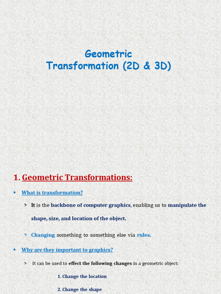 Geometric Transformation Pdf 2 D Computer Graphics Cartesian Coordinate System
