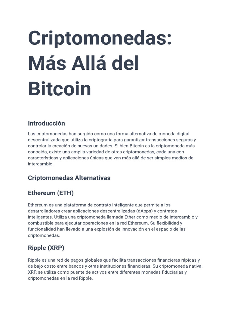 Criptomonedas - Más Allá Del Bitcoin | PDF | Criptomoneda | Bitcoin