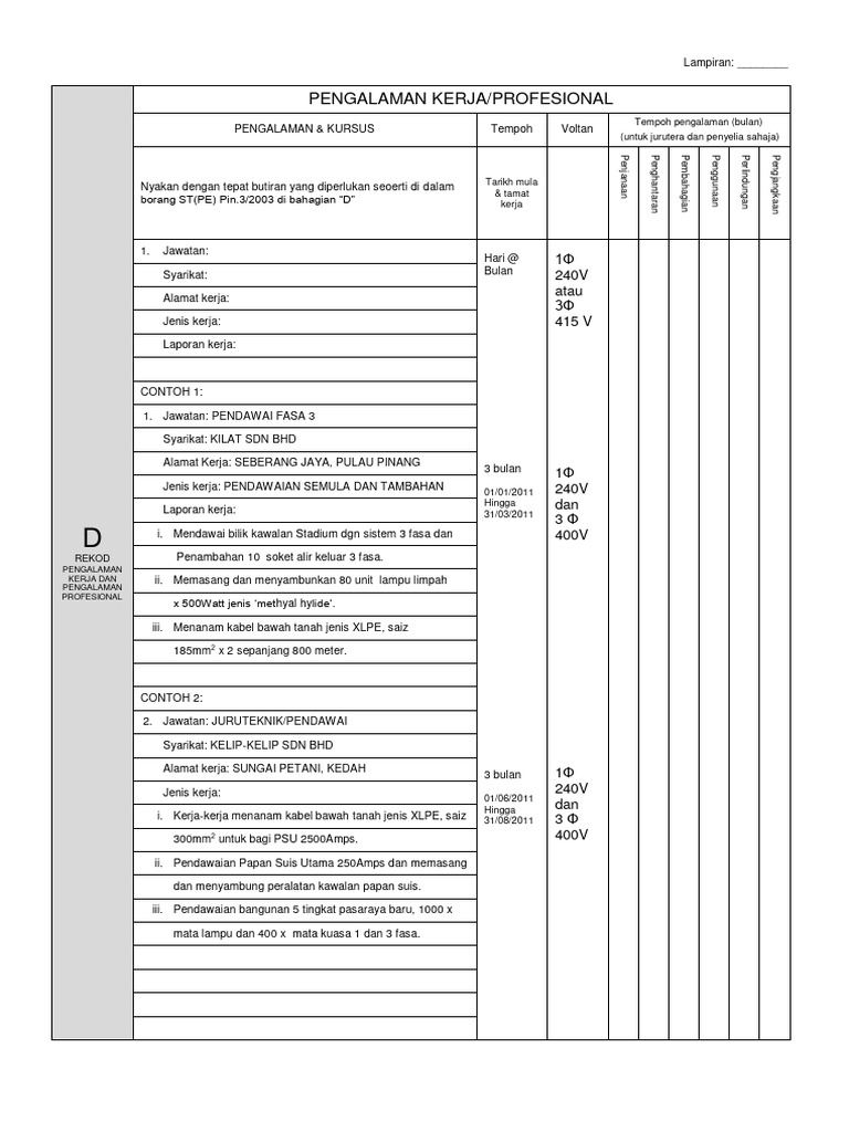 Lampiran Contoh Bah D ST | PDF