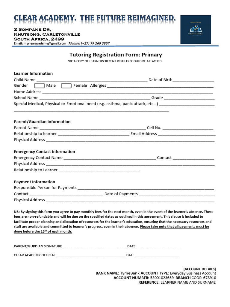 Primary Regsitration Form | PDF