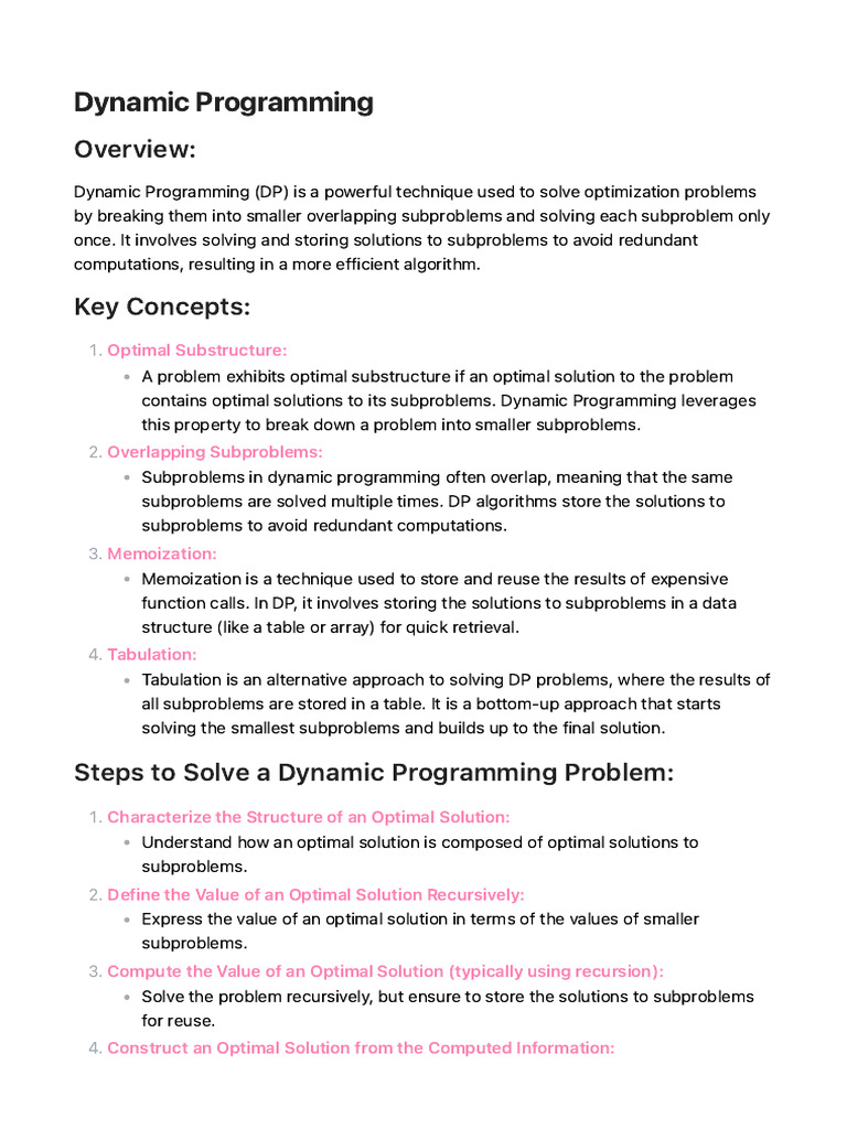 Dynamic Programming | PDF | Dynamic Programming | Mathematical Optimization