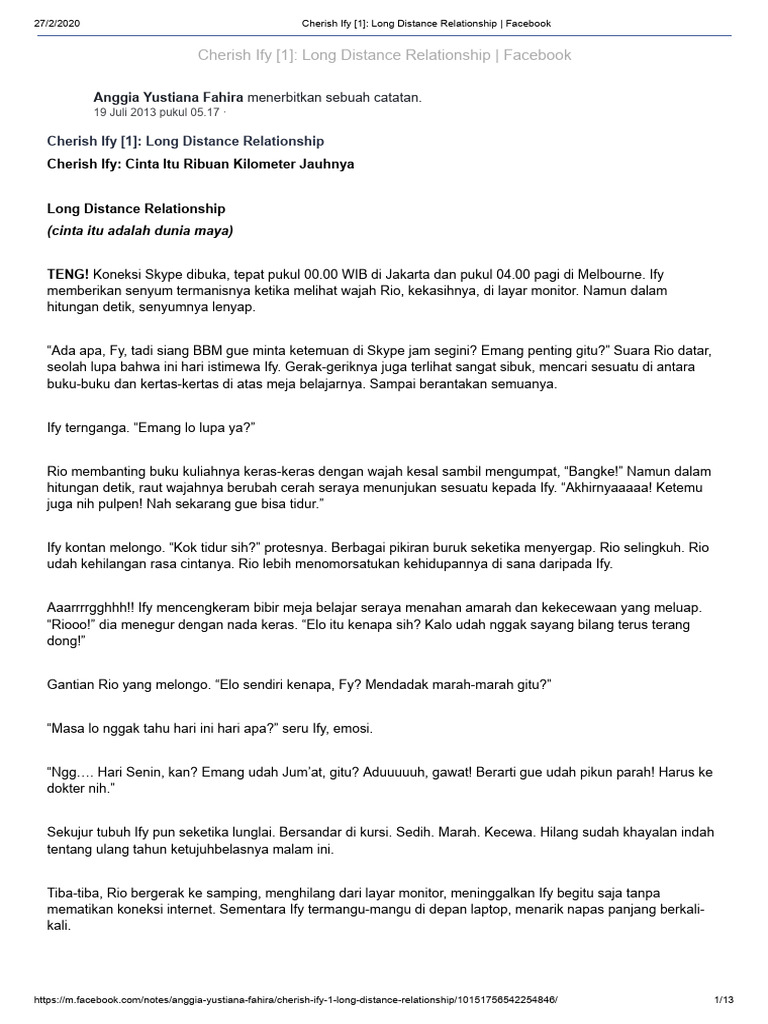 Cherish Ify (1) - Long Distance Relationship - Facebook | PDF