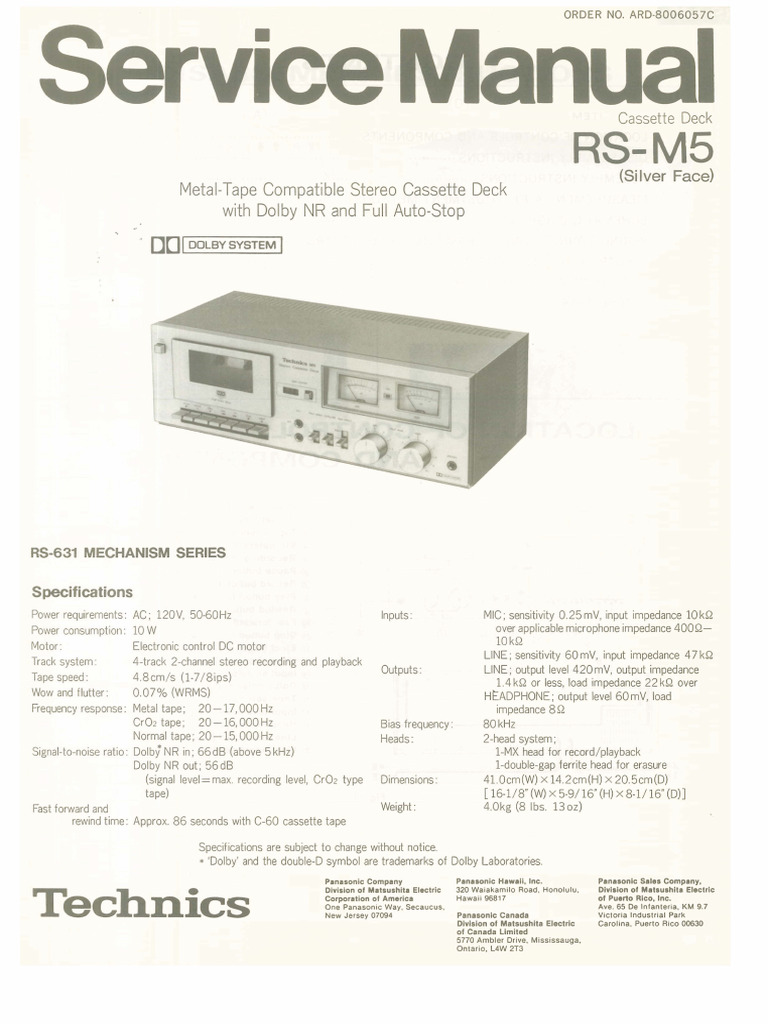 Technics RSM 5 Service Manual | PDF